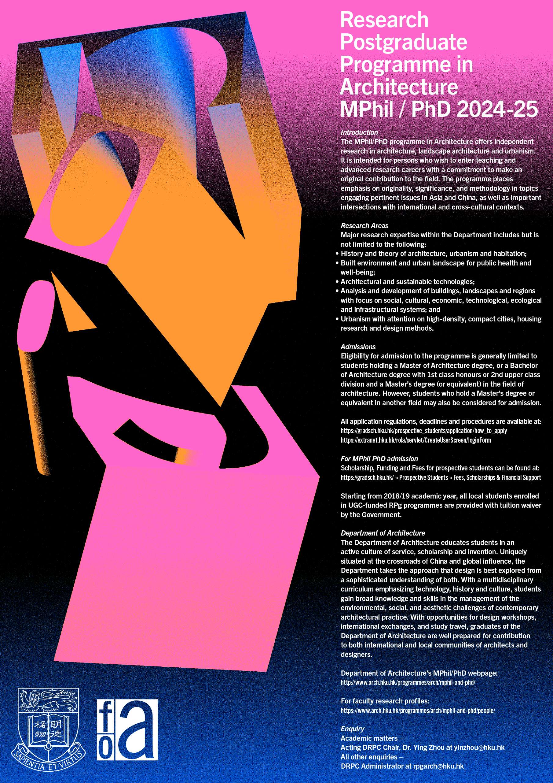 MPhil and PhD | HKU Faculty of Architecture