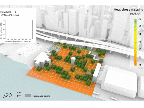 Optimization of Tree Locations to Reduce Human Heat Stress in an Urban ...